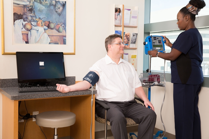 Photo | Male patient BP check by nurse | American Heart Association