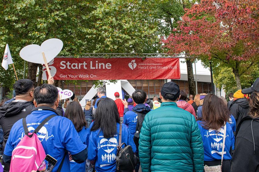 Photo | Walkers cross the start line at the 2023 Puget Sound Heart and ...