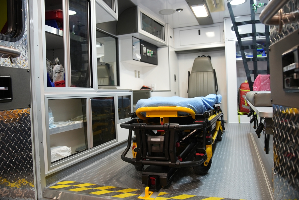 Photo | Ambulance interior with gurney | American Heart Association