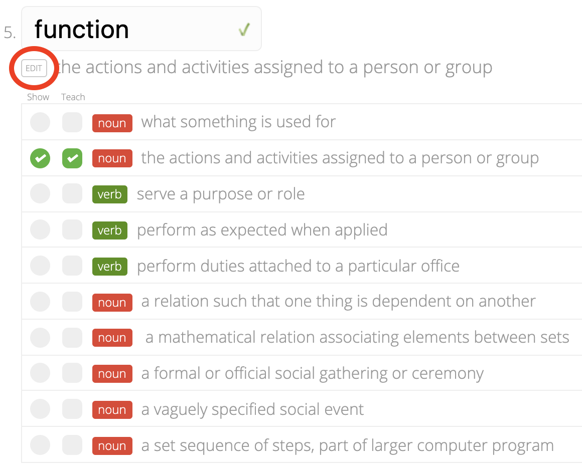 Can I add my own definitions to a list? : Help | Vocabulary.com