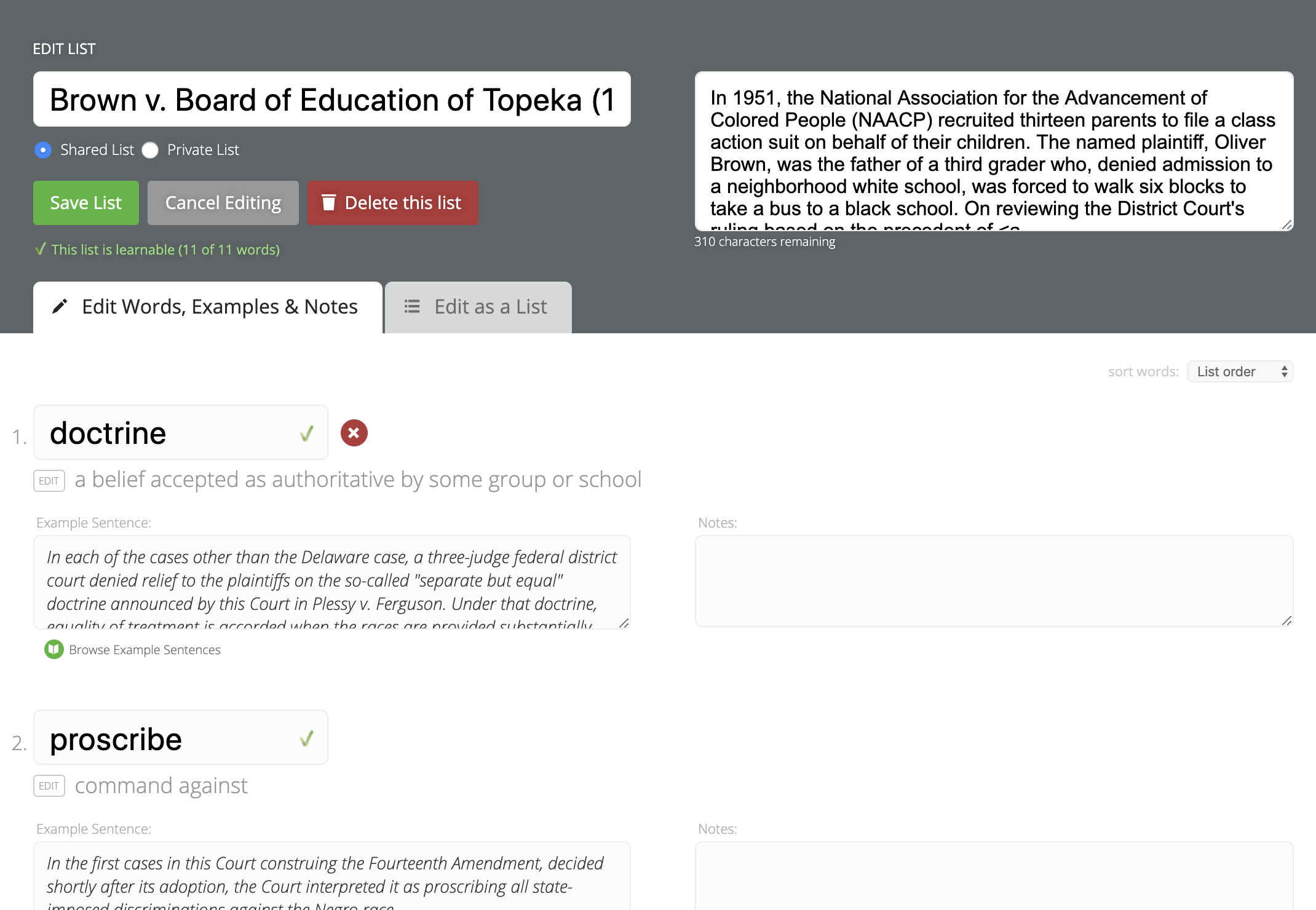 Editing a List (Video) : Help | Vocabulary.com