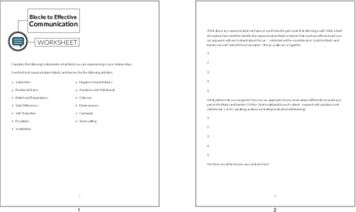 PLR Worksheets: Blocks To Effective Communication Worksheet - PLR.me