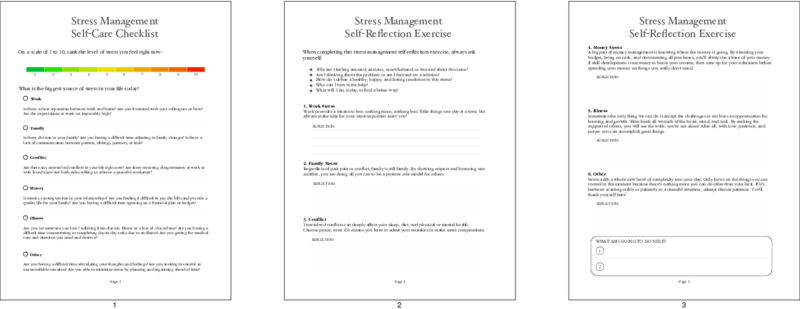 Done-For-You Worksheets: Stress Management Self Care Worksheet - PLR.me