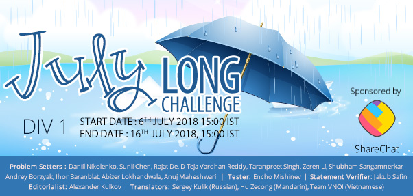 July Challenge 2018 Division 1 | CodeChef