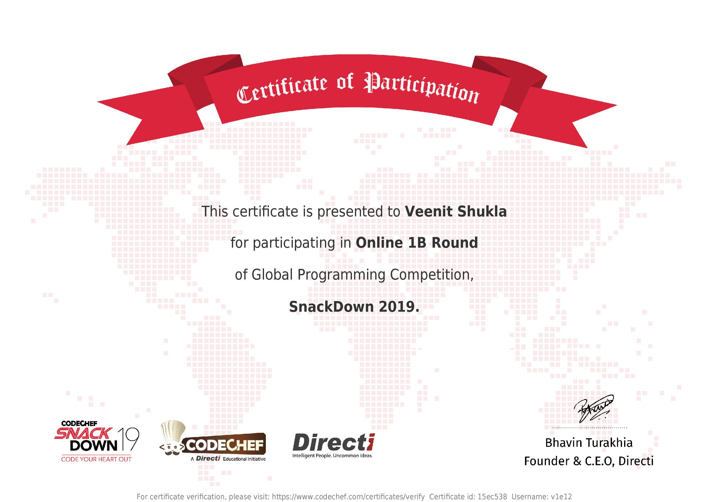 User Certificate | CodeChef