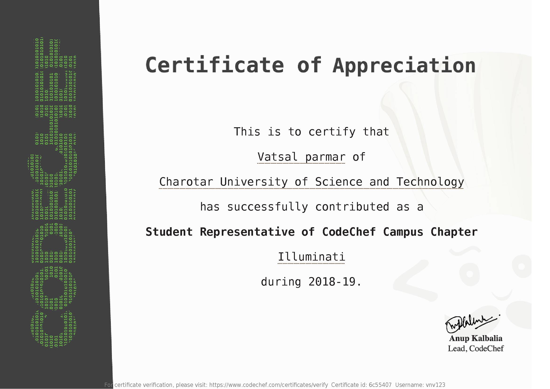 User Certificate | CodeChef