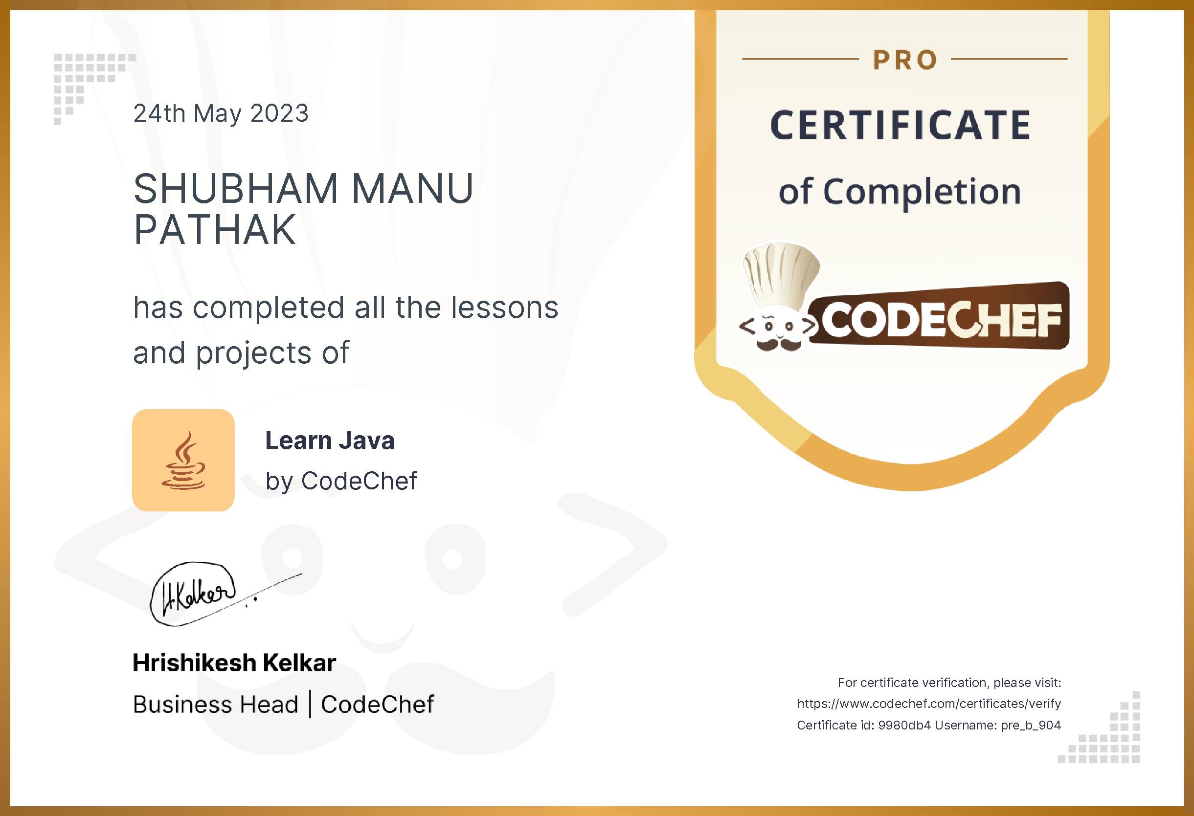 User Certificate | CodeChef User Certificate | CodeChef