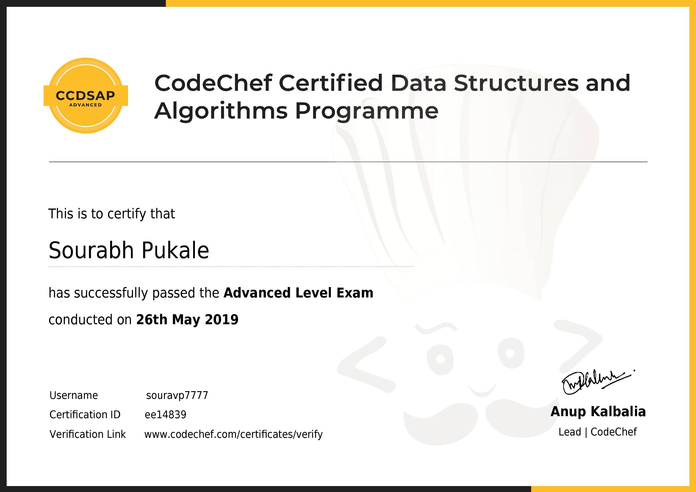 User Certificate | CodeChef User Certificate | CodeChef