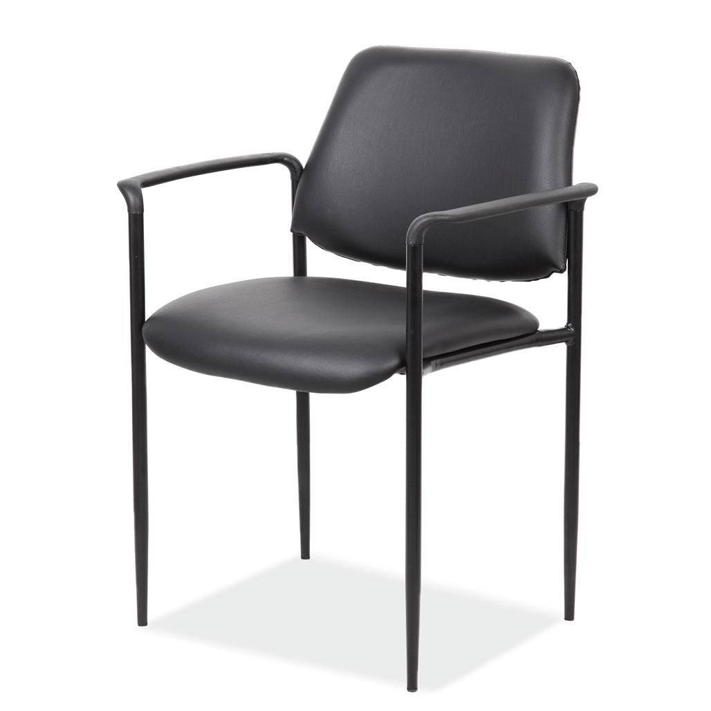 OfficeSource Levy Collection Guest Stack Chair with Arms and Black ...