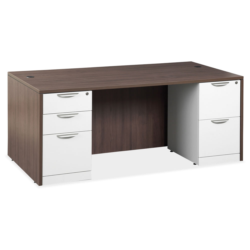 OfficeSource OS Laminate Collection Double Full Pedestal Desk – 66” x ...
