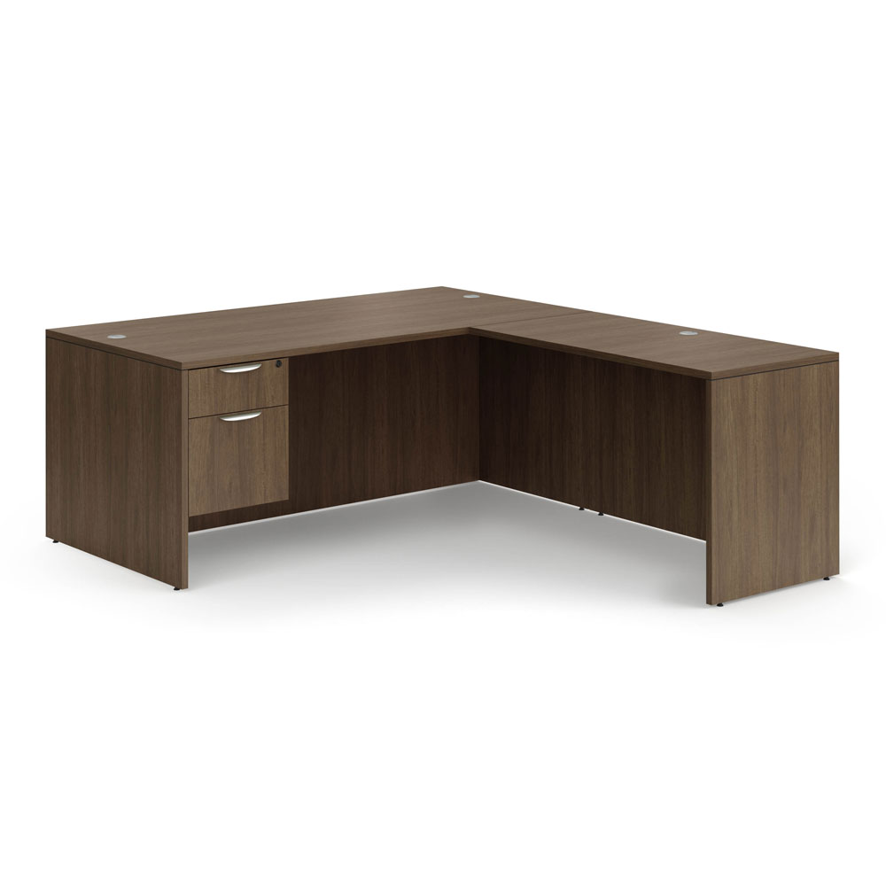 OfficeSource OS Laminate Collection Single 3/4 Pedestal ”L” Desk – 71 ...