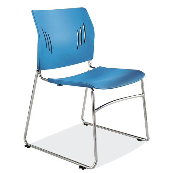 OfficeSource Stacked Seating Armless Stackable Side Chair with Chrome ...
