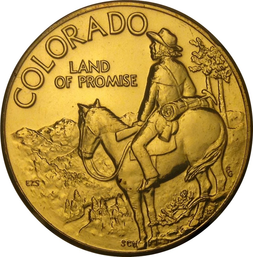 MEDAL: 1976 "CO Centennial/US Bicentennial" (Brass) 33mm #1410 Coin ...