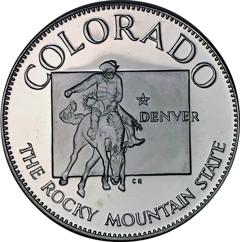 (1969-70) Franklin Mint "States of the Union: Colorado" (Silver) 32mm ...
