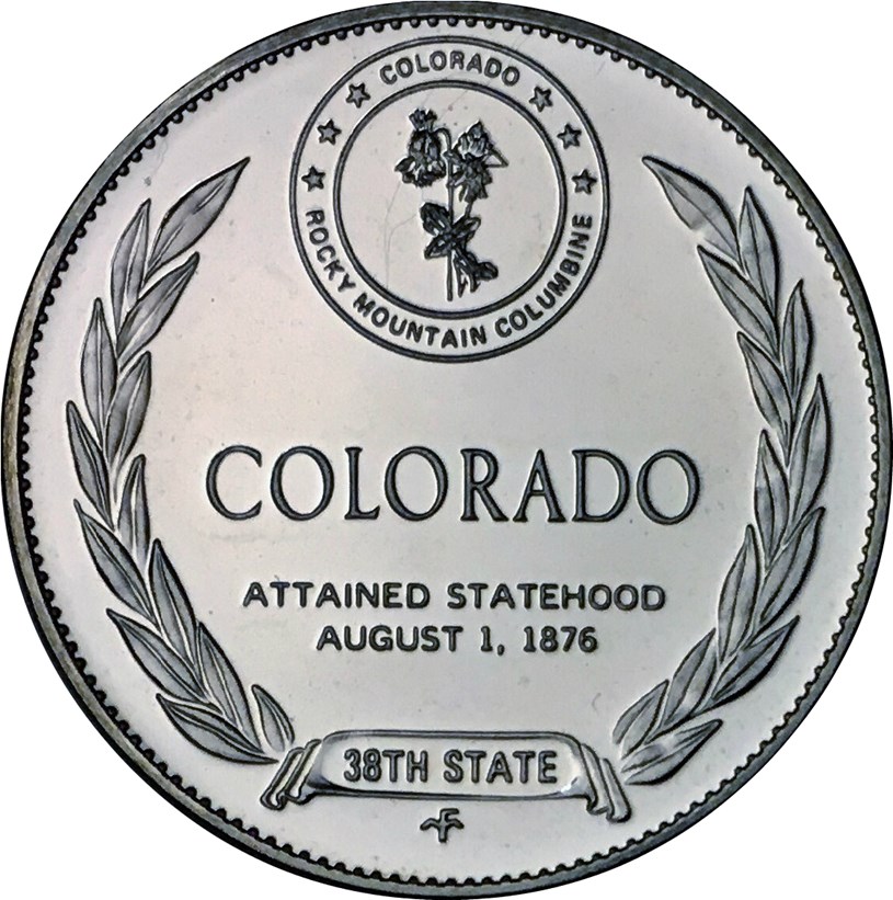 (1969-70) Franklin Mint "States of the Union: Colorado" (Silver) 32mm ...