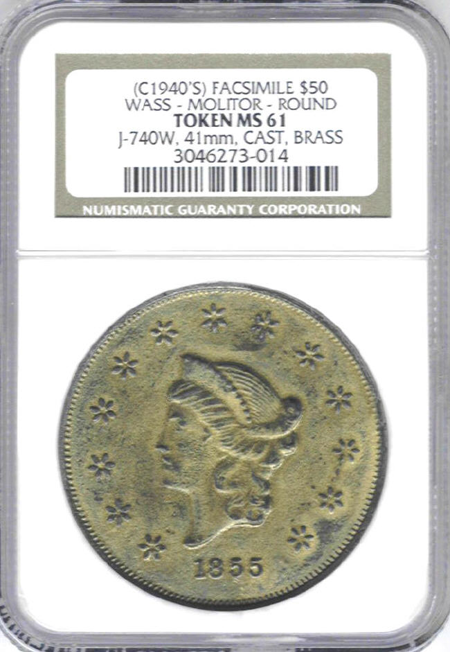 J745 Wass - Molitor $50 Coin Details - SO-CALLED SLUGS