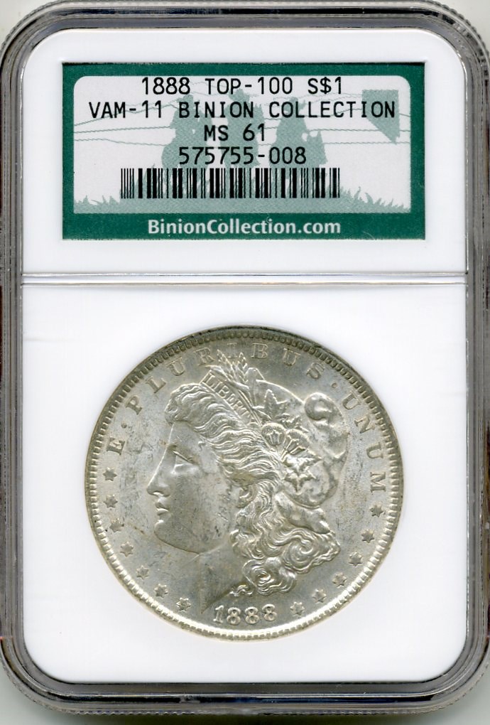 Binion Hoard - 1988 Top-100 VAM11 DDO Ear Coin Details - Pedigree ...