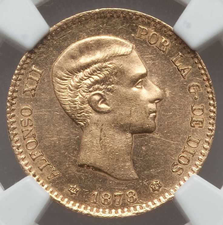 10 PESETAS 1878 (*18-*78) Coin Details - Spain Gold 10 Pesetas, Alfonso ...