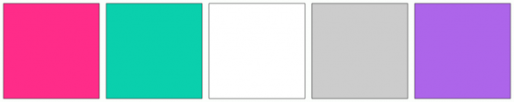 ColorCombo8794 with Hex Colors #FF2C89 #0AD0AD #FFFFFF #CCCCCC #AD65EA