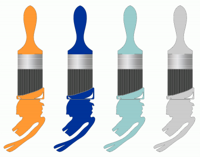 ColorCombo10054 with Hex Colors #FF9933 #003399 #99CCCC #CCCCCC