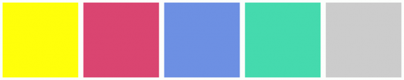 ColorCombo10237 with Hex Colors #FFFF0A #DA4571 #6D90E3 #45DAAE #CCCCCC