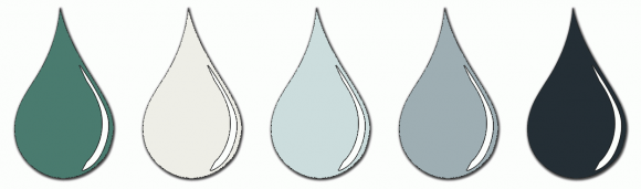 ColorCombo11042 with Hex Colors #4A7B6F #EEEEE7 #CCDDDD #9EAEB3 #242E35