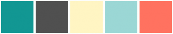ColorCombo13102 with Hex Colors #129793 #505050 #FFF5C3 #9BD7D5 #FF7260