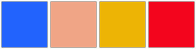 ColorCombo3456 with Hex Colors #2163FC #F0A686 #EDB305 #F2051D