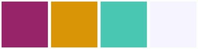 ColorCombo14623 with Hex Colors #972368 #DA9506 #4AC7B2 #F6F4FF