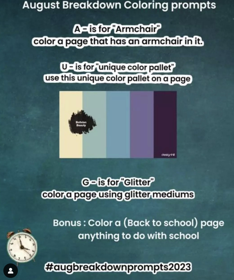 Aug Breakdown Prompts 2023 - Coloring Queen