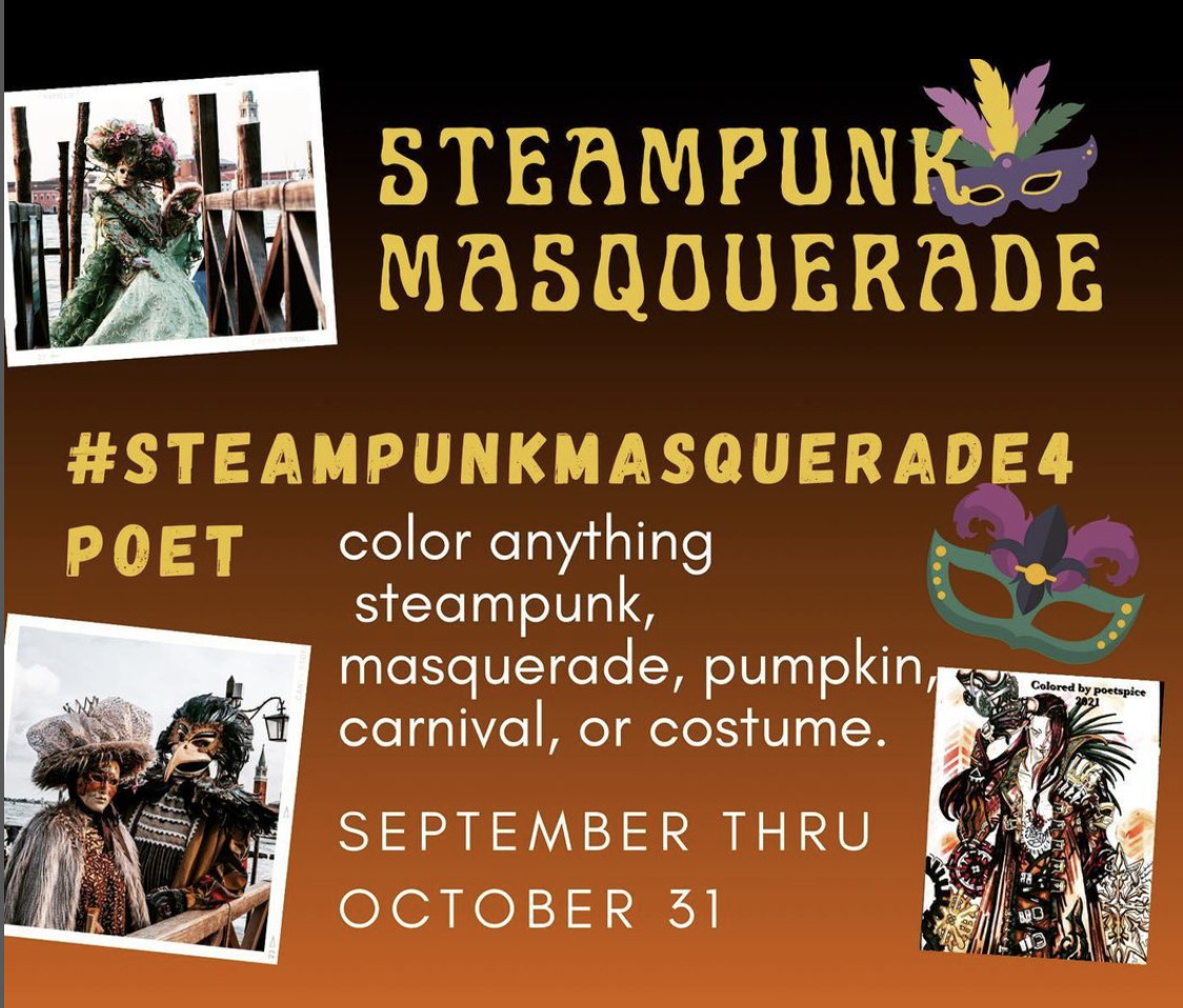 Steampunk Masquerade 4 poet Color Along - Coloring Queen