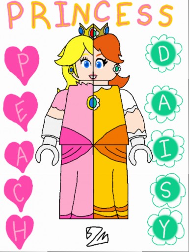 Colors Live - lego minifigure fusion- Peach & Daisy by BZM_Creations