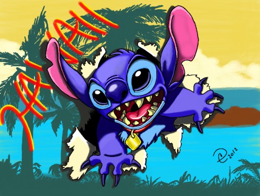 Colors Live - stitch hawaii poster popout by cyberfox