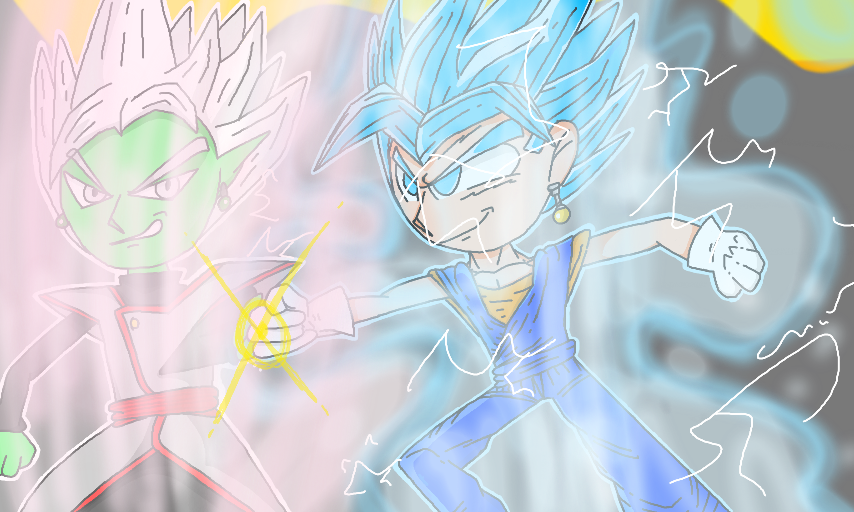 Colors Live - Vegito Blue vs. Merged Zamasu (With Aura) by Devy-kun