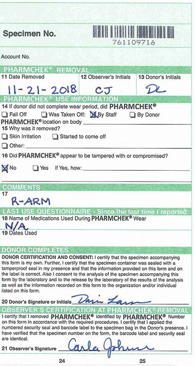 Chain of Custody - Removal | PharmChek