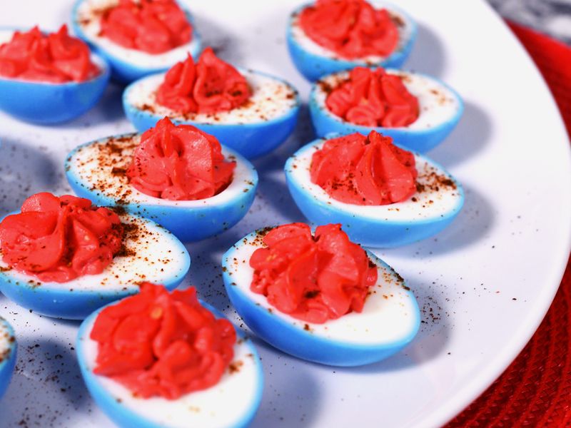 Red, White, and Blue Deviled Eggs recipe