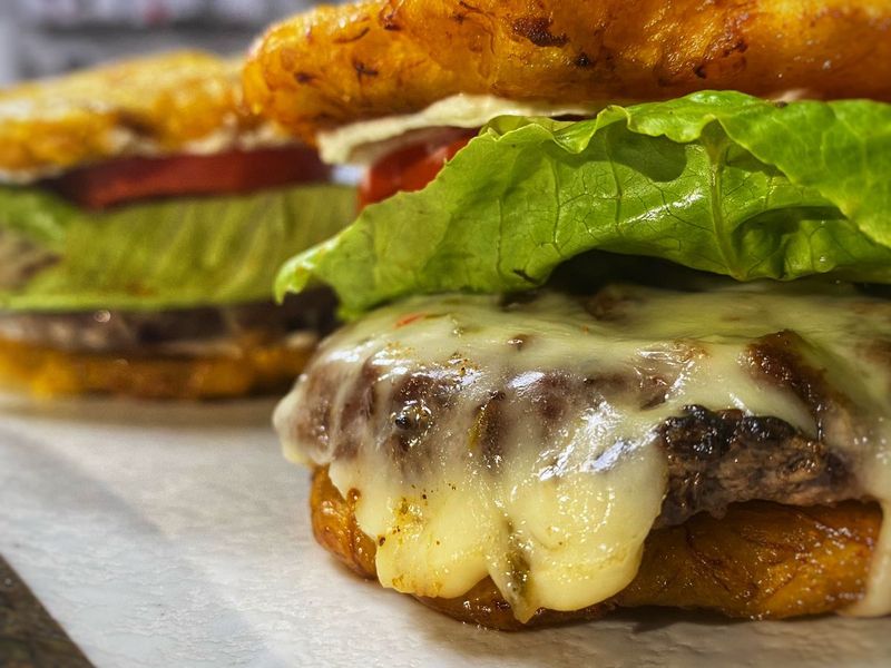 Smash Plantain Bacon Burger recipe