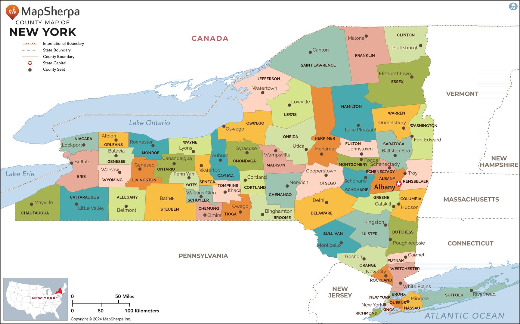 MapSherpa, New York Counties Map - Standard | MapSherpa MapSherpa, New York Counties Map - Standard | MapSherpa