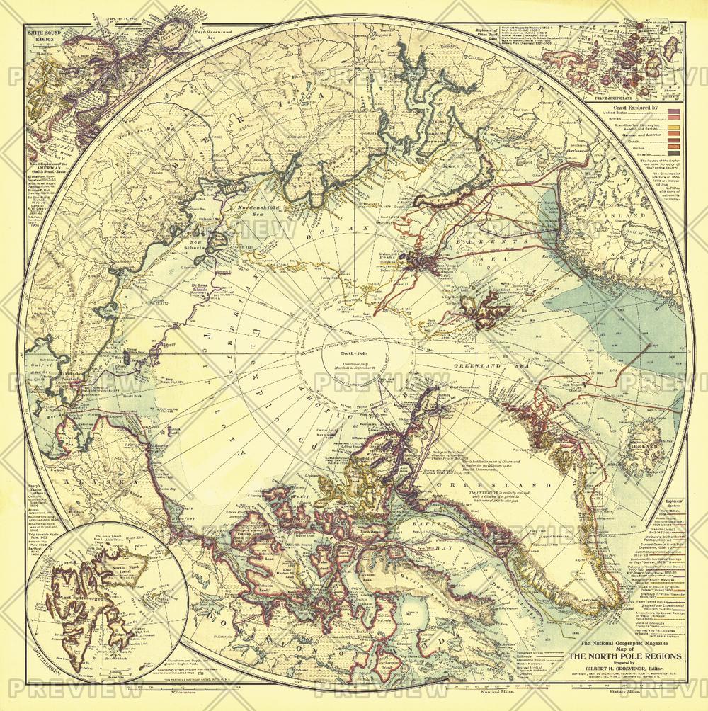 North Pole Regions - Published 1907 : XYZ Maps