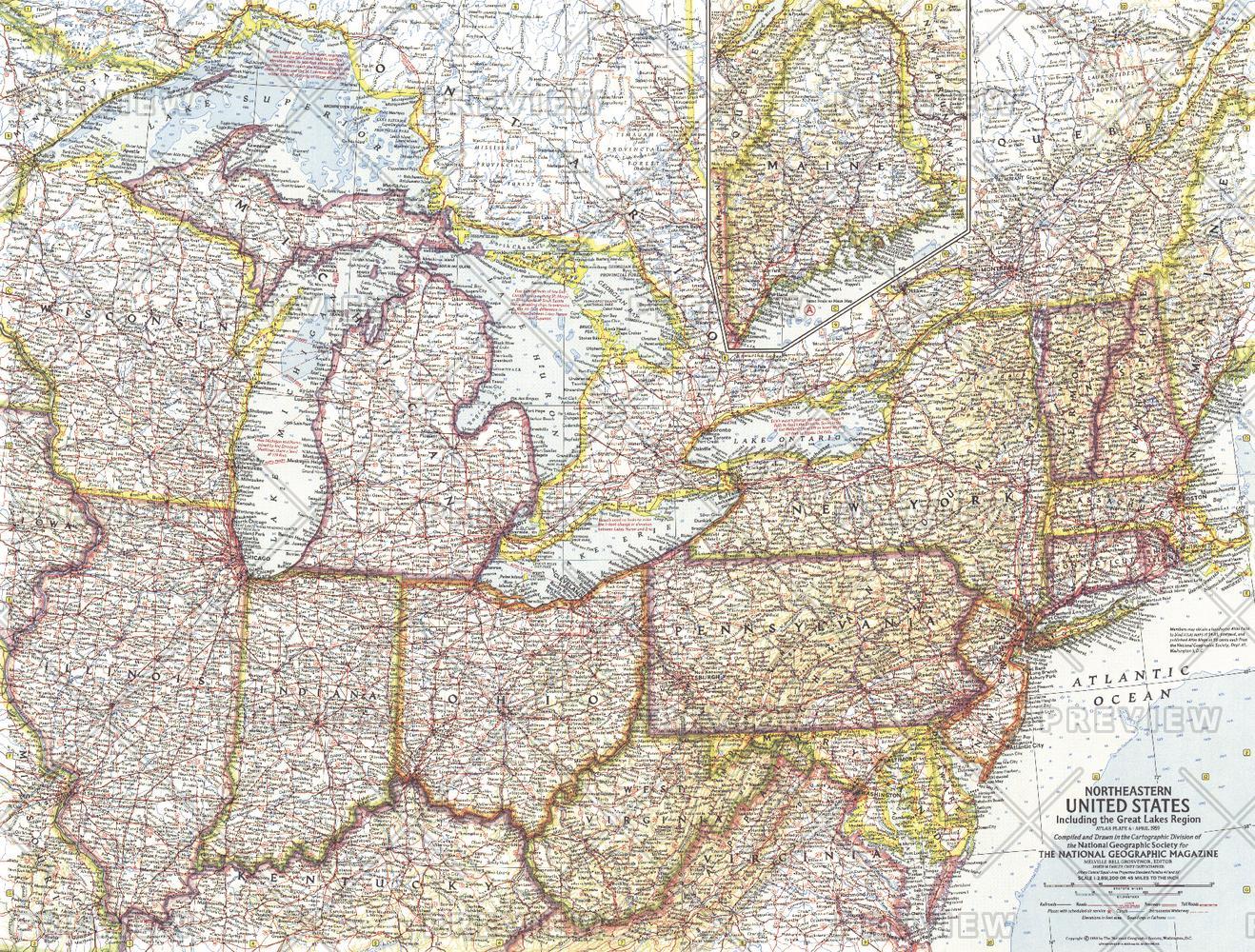 Northeastern United States - Published 1959 : XYZ Maps