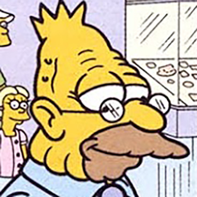 Abraham Simpson as Pie Man (Simpsons) - Bongo Comics