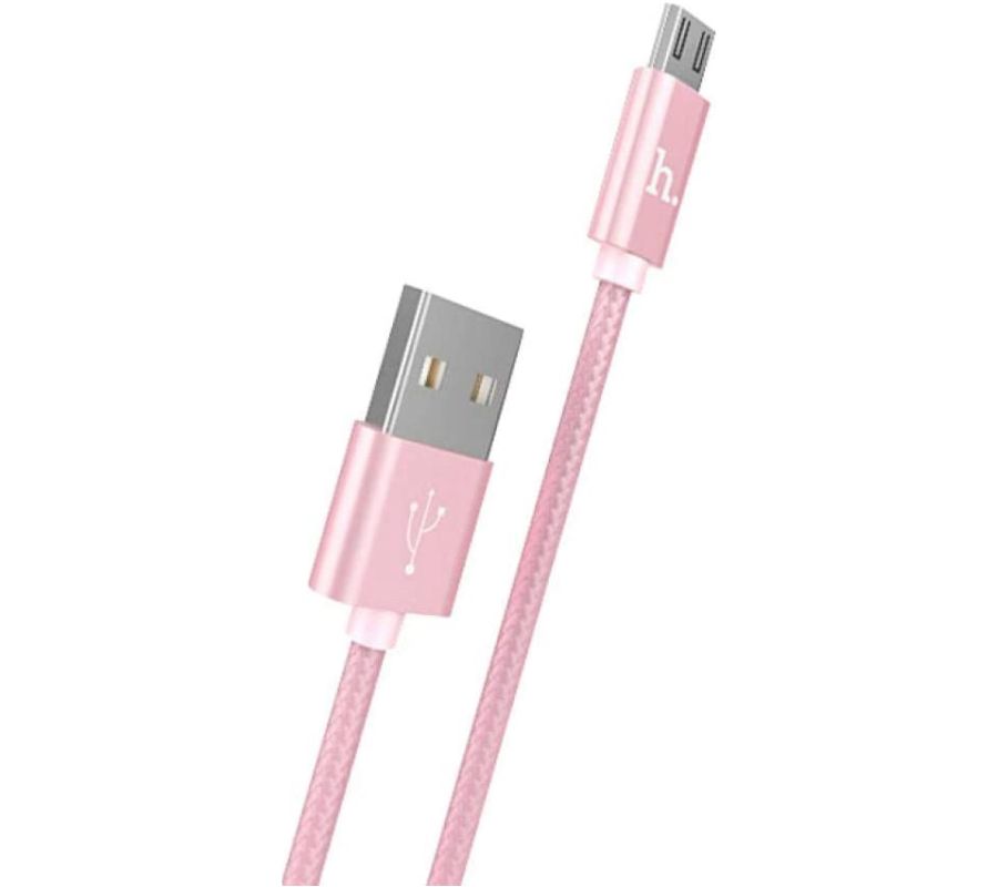 Cable USB-Micro USB (V8) - Hoco- Carga Rapida - Rosa - 1m - Baaxtec