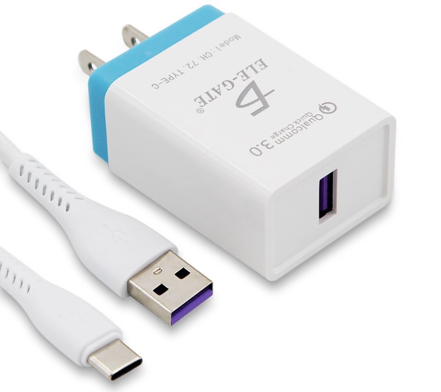 Cargador Fast Charge 3.0 USB + Cable USB a Tipo C ELE-GATE CH72TYPE-C ...
