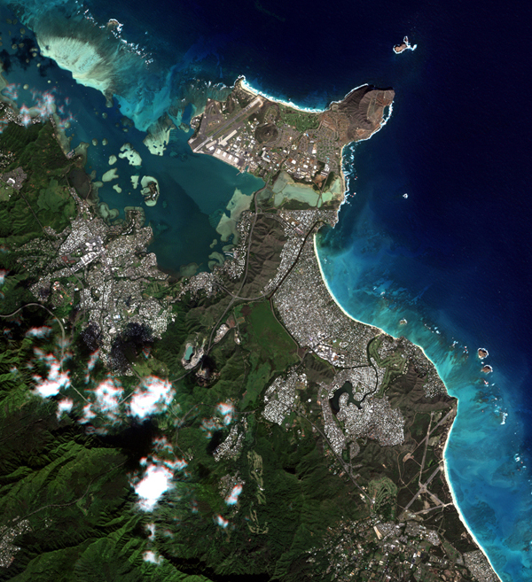 RapidEye Satellite Image of Oahu Hawaii | Satellite Imaging Corp