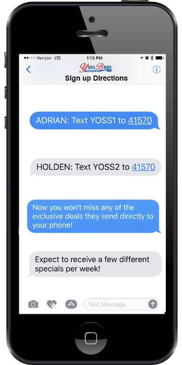 Yoss Brothers - Text Message Sign-up