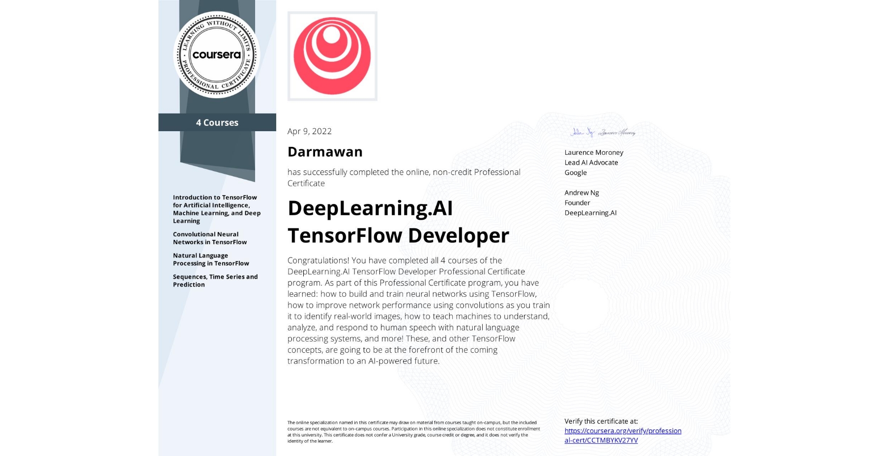 GitHub - Barbarpotato/DeepLearning.AI-TensorFlow-Developer-Professional-Certificate: TensorFlow ...