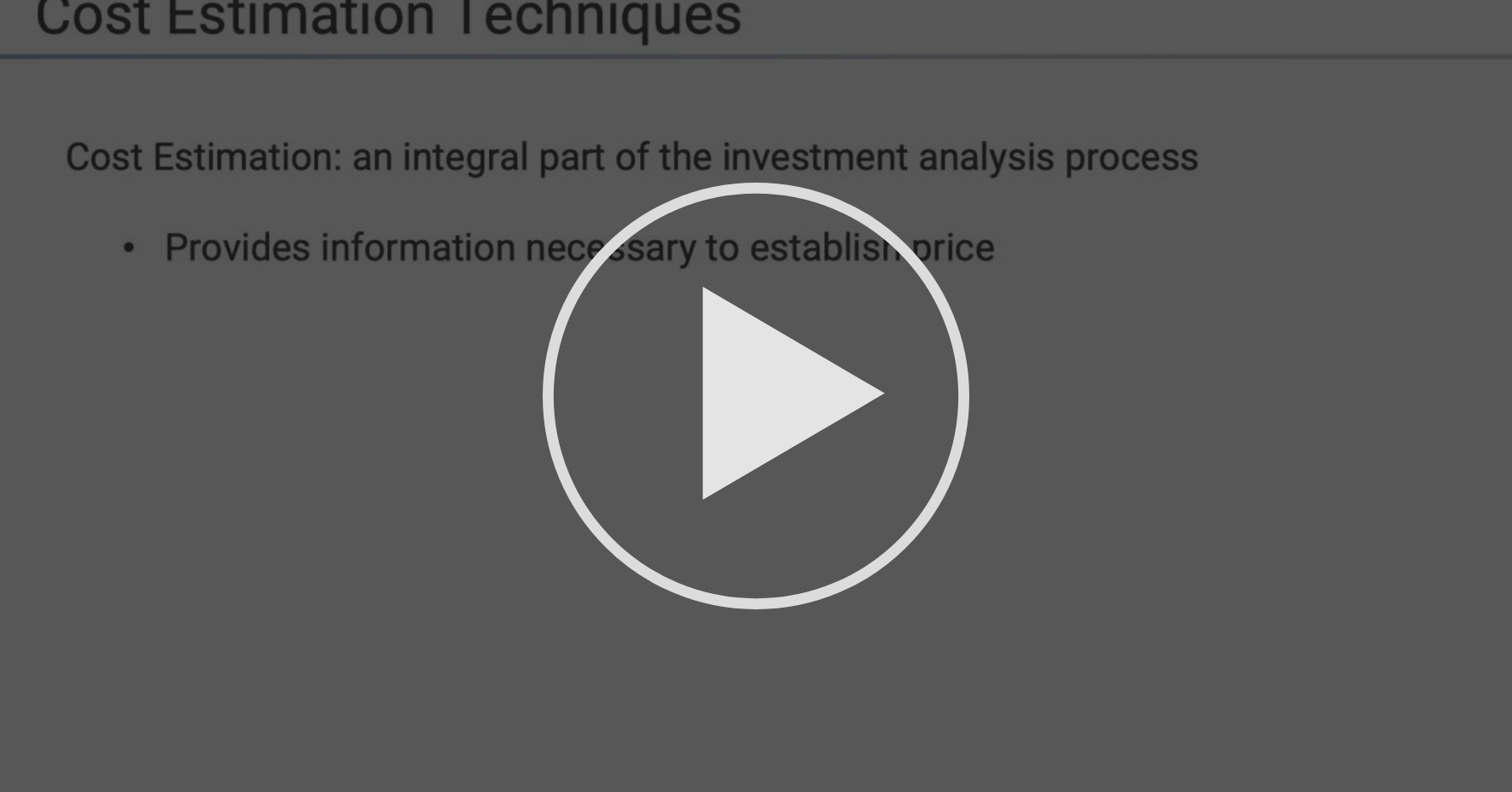 Cost Estimation Overview - Costs and Cost Estimation Methods | Coursera