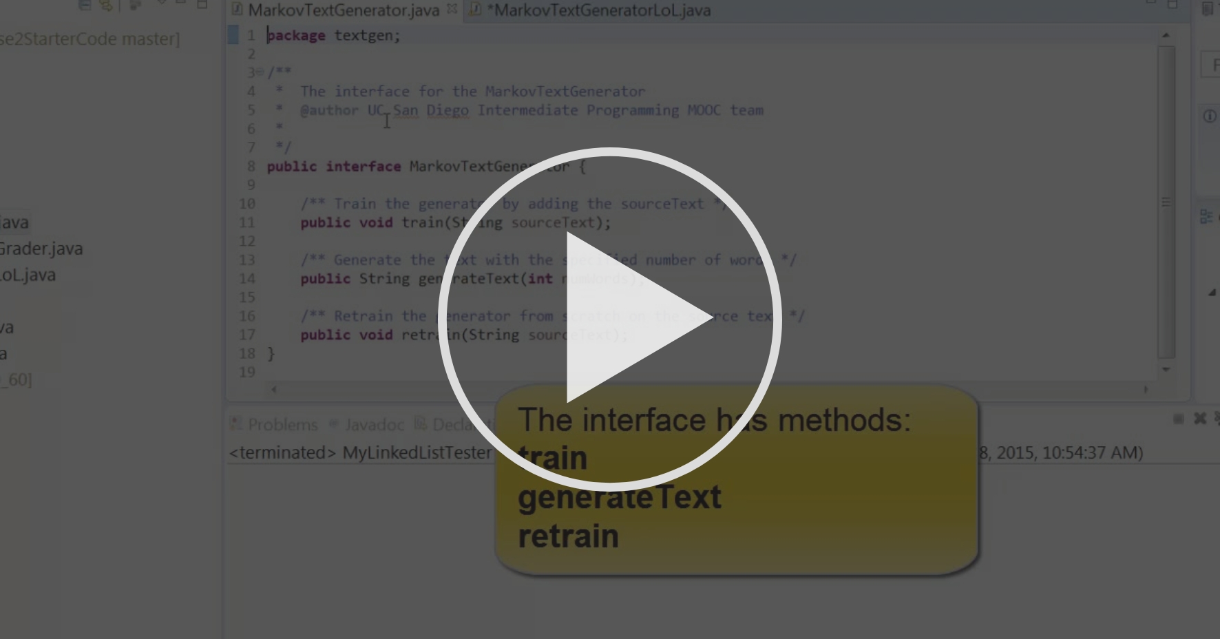 Optional Project: Markov Text Generation Walk Through - Interfaces, Linked Lists vs. Arrays, and ...