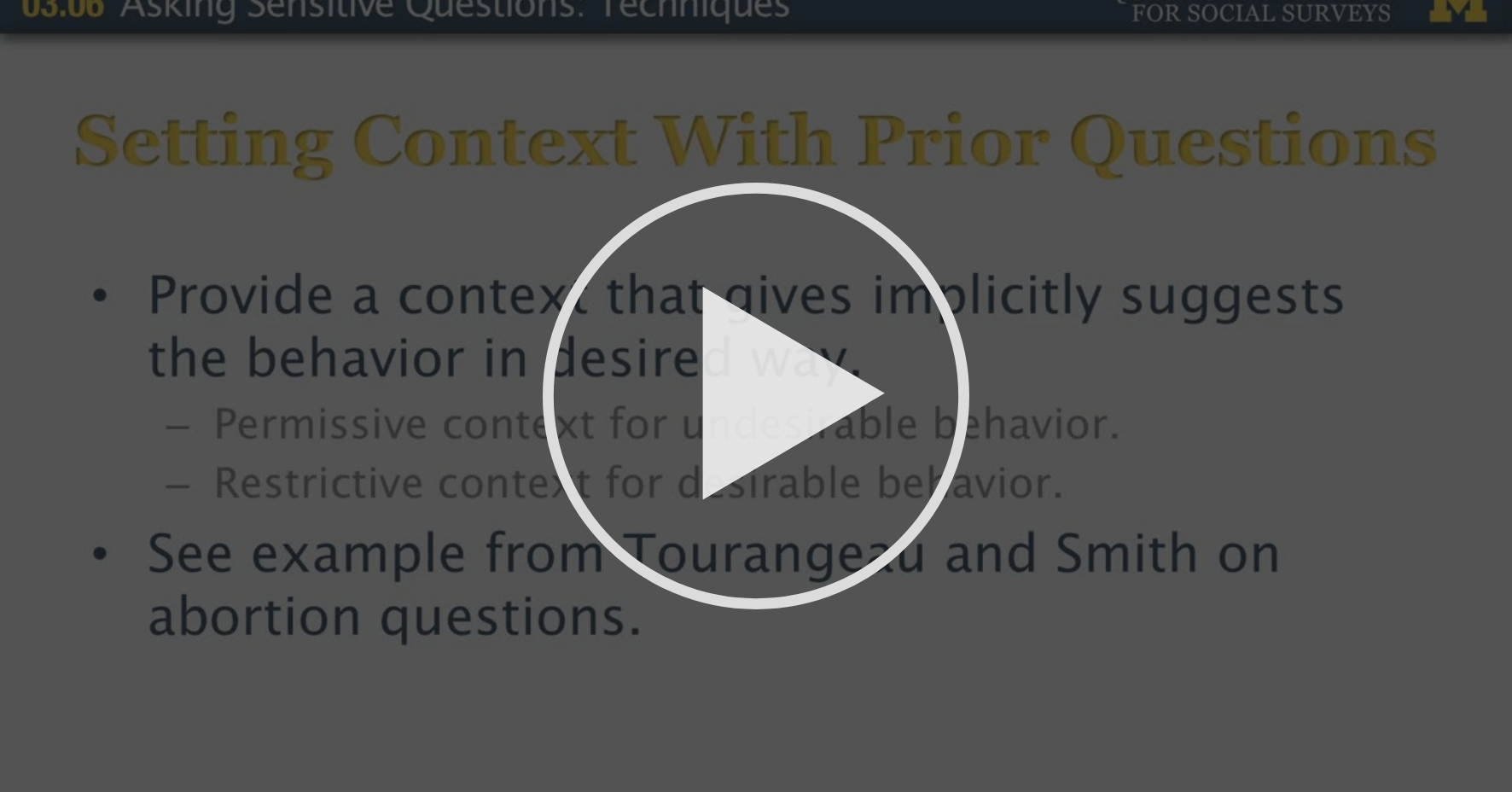 Asking Sensitive Questions: Techniques - Unit 3: Asking Factual ...