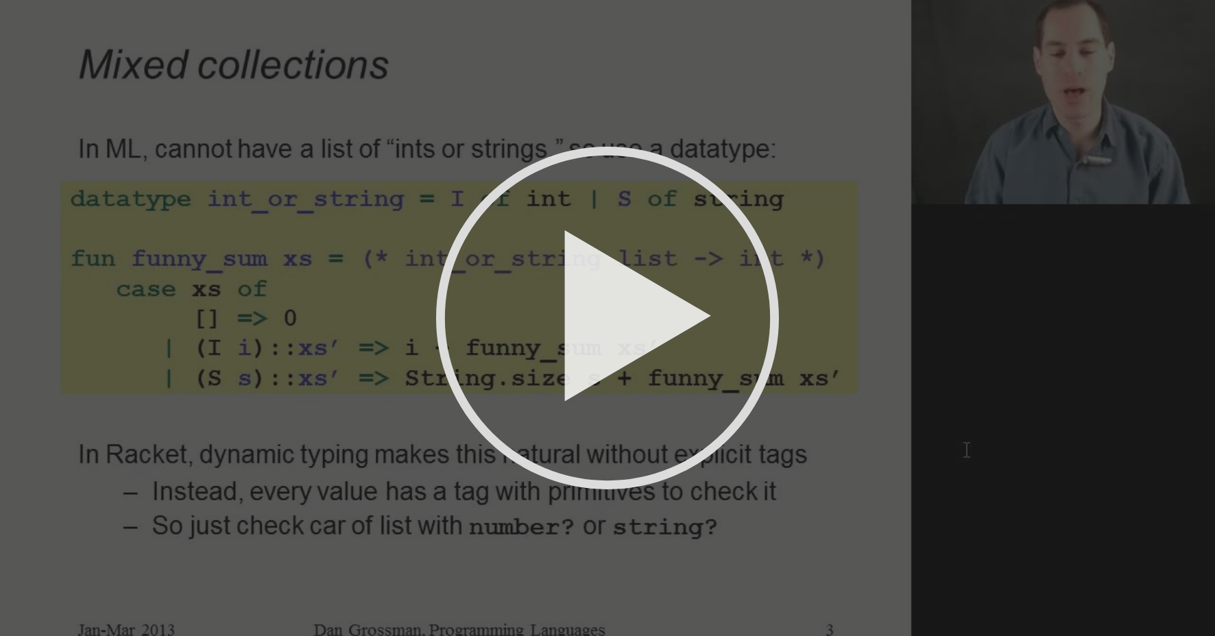 Datatype Programming In Racket Without Structs Section 6 And Homework 5 Second Module With